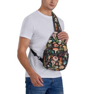 KAWOEEW Mushroom Sling Bag,Mushroom Gifts Crossbody Bag For Women Men Backpack Travel Hiking Shoulder Chest Bag Daypack Mushroom Stuff decor