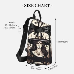 PIXOLE Magic Witch Witchcraft Bohemian printed Sling Crossbody Backpack Shoulder Bag for Men Women,for Outdoor Walking Travel