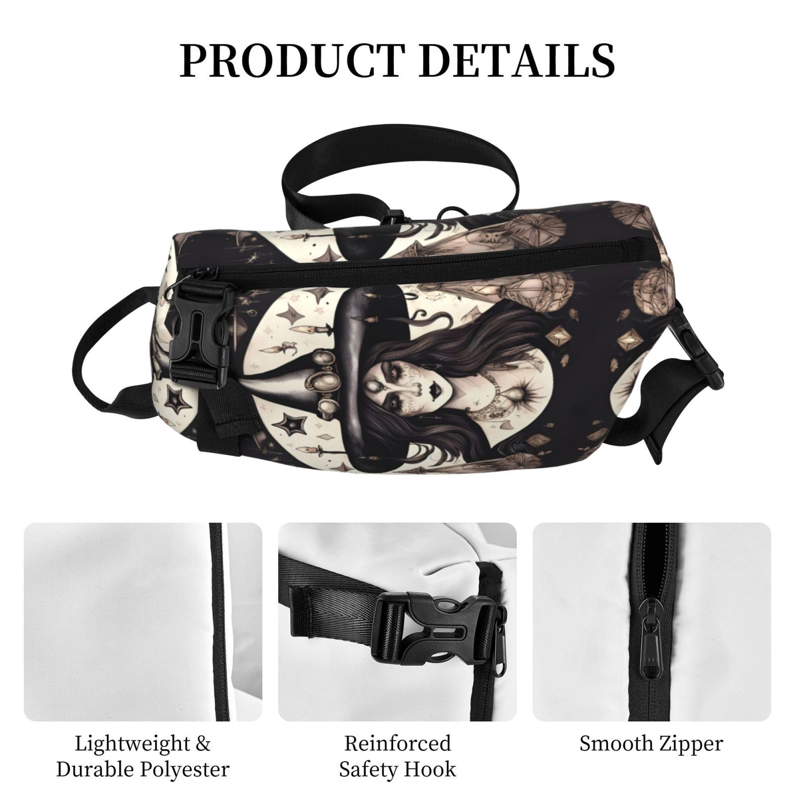 PIXOLE Magic Witch Witchcraft Bohemian printed Sling Crossbody Backpack Shoulder Bag for Men Women,for Outdoor Walking Travel