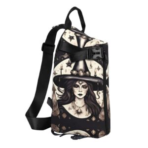 PIXOLE Magic Witch Witchcraft Bohemian printed Sling Crossbody Backpack Shoulder Bag for Men Women,for Outdoor Walking Travel