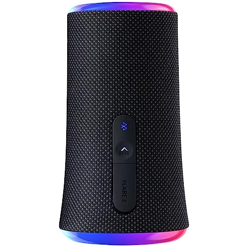 Soundcore Flare 2 (20W, 12-Hour Playtime) Wireless Portable IPX7 Waterproof Bluetooth Speaker, 360° Immersive Sound, Music Driven Lightshow, PartyCast (Connect up to 100 Speakers) Black (A3165)