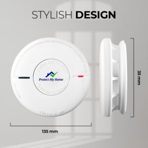 Protect My Home Smoke and Carbon Monoxide Detector Combo - CO & Smoke Alarm System with Hush Function, Self-Test Button, 10-Year Built-in Battery - Easy to Install, for Home & Office