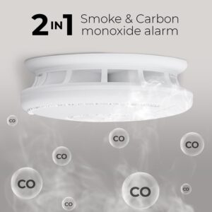 Protect My Home Smoke and Carbon Monoxide Detector Combo - CO & Smoke Alarm System with Hush Function, Self-Test Button, 10-Year Built-in Battery - Easy to Install, for Home & Office