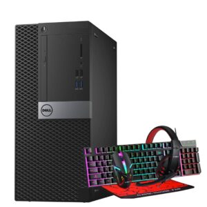 dell gaming pc optiplex tower desktop computer - intel core i7 6 gen (3.40 ghz), geforce gt 740 4gb gddr5-16gb ram - 512 gb ssd, ultronix keyboard, mouse, mousepad, headset windows 10 pro (renewed)