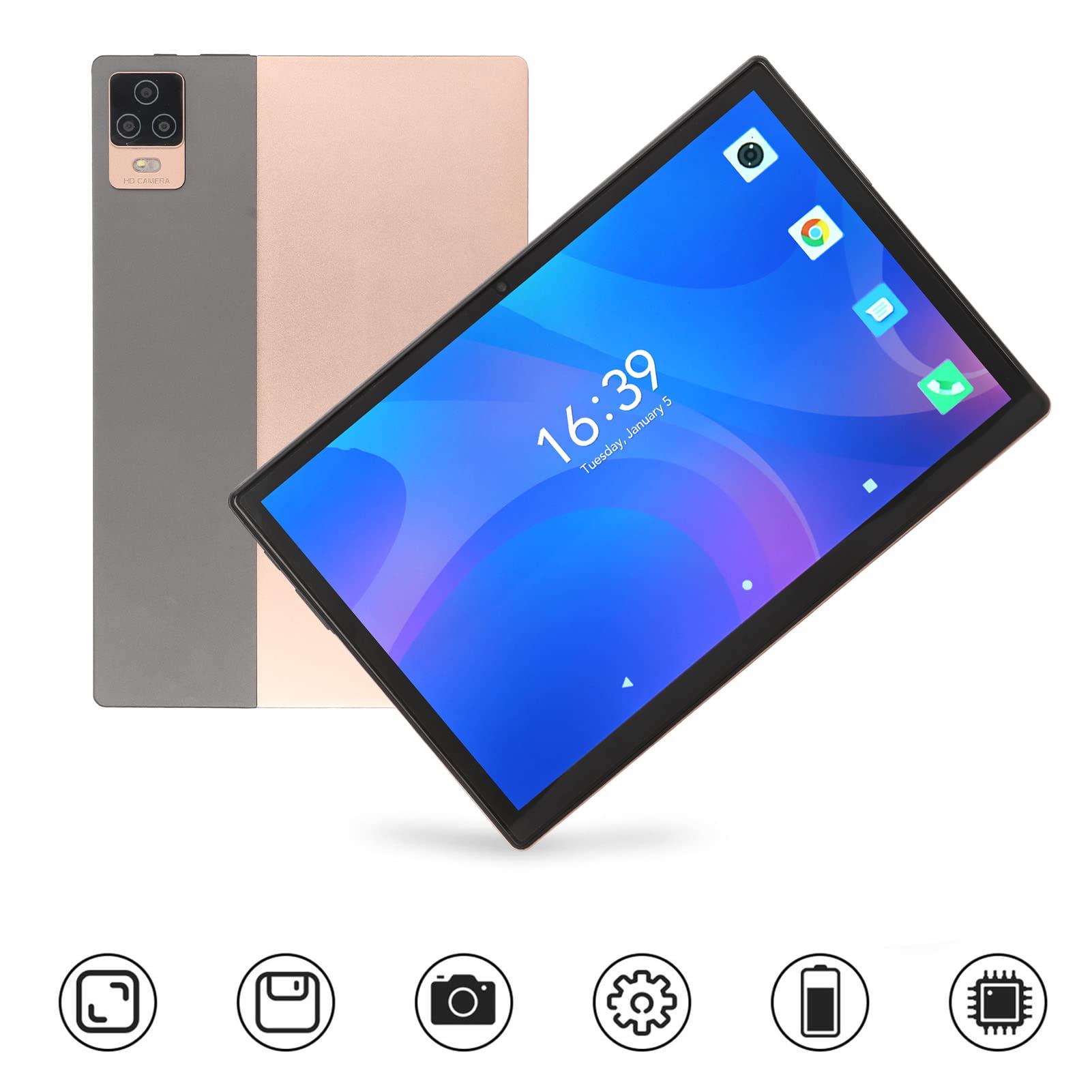 HD Tablet, 10.1 Inch Gaming Tablet with Dual Camera for Office (EU Plug)