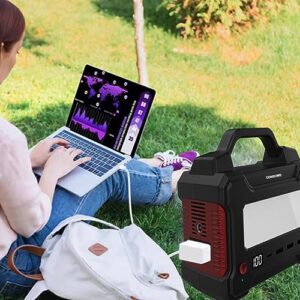 CONROWR 150Wh Portable Power Station Camping Solar Generator Laptop Charger with 150W 110V Peak AC Outlet, USB Ports LED Flashlights， DC Ports for CPAP Home Camping Emergency