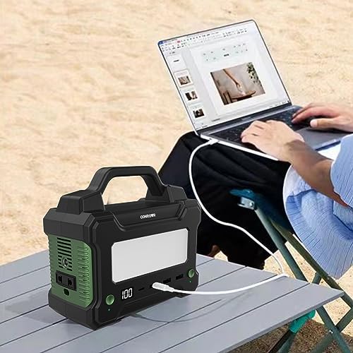 CONROWR 150Wh Portable Power Station Camping Solar Generator Laptop Charger with 150W 110V Peak AC Outlet, USB Ports LED Flashlights， DC Ports for CPAP Home Camping Emergency