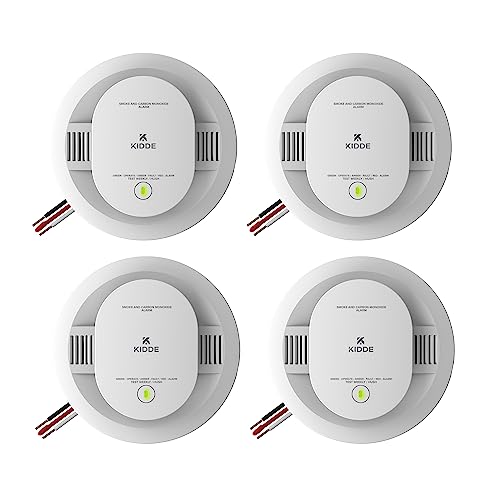 Kidde Hardwired Smoke & Carbon Monoxide Detector, AA Battery Backup, Voice Alerts, Interconnectable, LED Warning Light Indicators (Pack of 4)