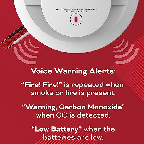 Kidde Hardwired Smoke & Carbon Monoxide Detector, AA Battery Backup, Voice Alerts, Interconnectable, LED Warning Light Indicators (Pack of 4)