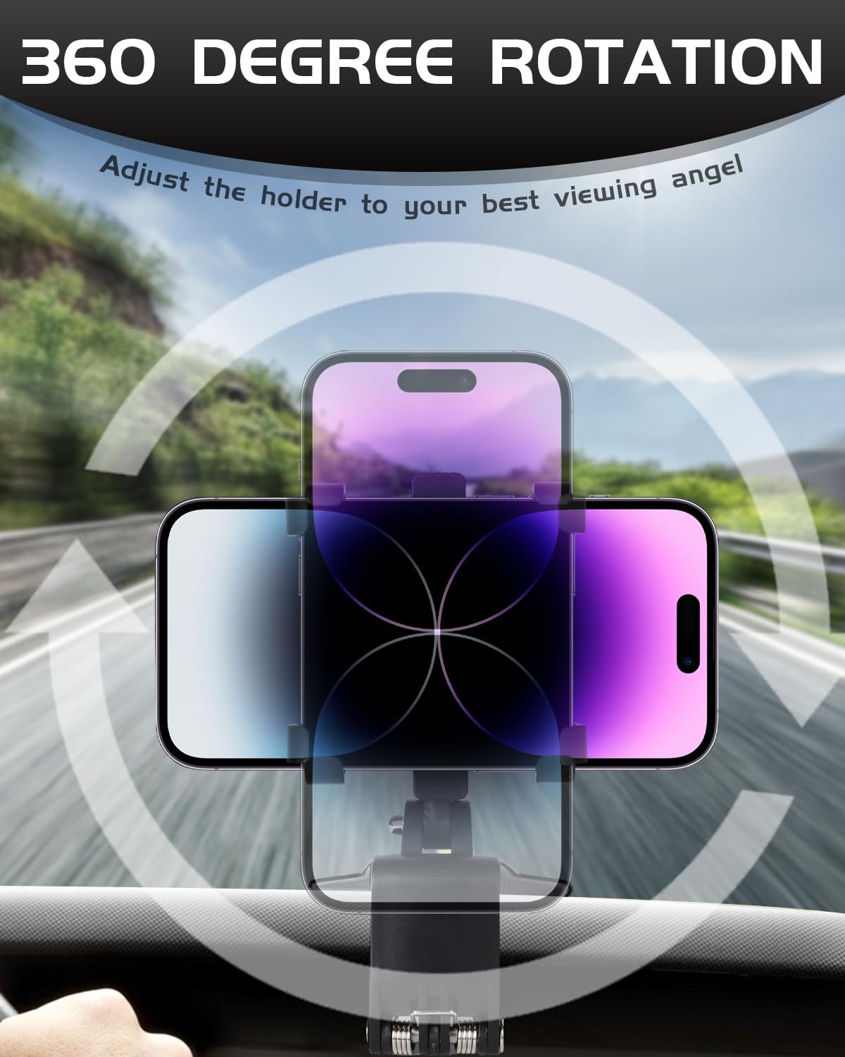 Bawyot Car Phone Holder for Dashboard 360 Degree Rotation Multifunctional One Hand Operation Clip Design Phone Mount Compatible with 4-7 inch Smartphones