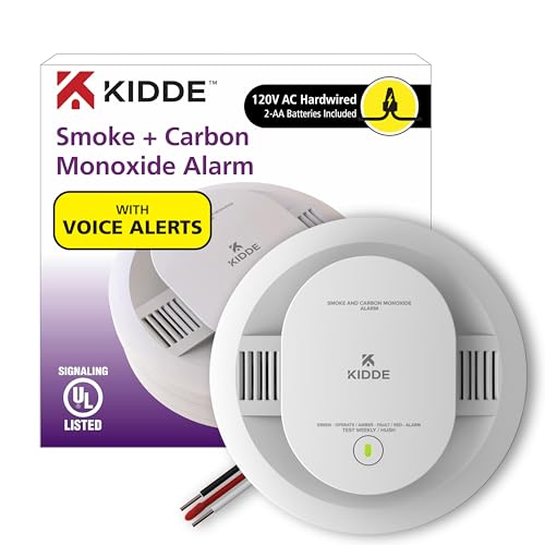 Kidde Hardwired Smoke & Carbon Monoxide Detector, AA Battery Backup, Voice Alerts, Interconnectable, LED Warning Light Indicators