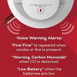 Kidde Hardwired Smoke & Carbon Monoxide Detector, AA Battery Backup, Voice Alerts, Interconnectable, LED Warning Light Indicators