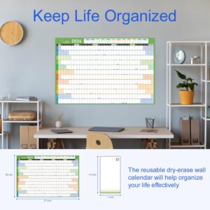 Ziphius Large Dry Erase Calendar for Wall - 12 Month Horizontal/Vertical Blank Calendar Planner, 24" x 36", Erasable & Reusable, Great Layout Whiteboard Calendar Dry Erase for Home, Office, and School