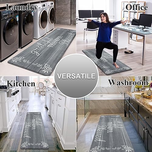 HEBE Anti Fatigue Kitchen Mat Set of 2 Non Slip Cushioned Kitchen Mats for Floor Waterproof Farmhouse Kitchen Rugs and Mats Set Comfort Standing Desk Mat Carpet for Sink,Office,Laundry