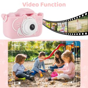 Kids Camera Toys for 6-12 Years Old Boys Girls,Toddler Camera with Protective Silicone Cover,HD Digital Video Cameras with Dual Lens 32GB SD Card,Christmas Birthday Gift for 6 7 8 9 10 11 12