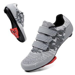 ksloutdoor peloton unisex cycling shoes women bike outdoor sports shoes road bike cycling shoes for men spd indoor peloton bike shoes compatible spd cleats riding shoe gray size 8/9.5