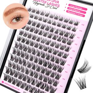 calailis lash clusters diy eyelash extensions 132pcs natural cluster lashes mega volume individual lashes wispy eyelash clusters(duo14,d-10-16mix)