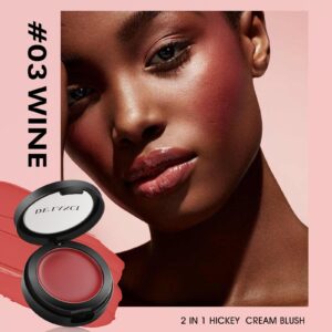 DE'LANCI Cream Blush for Mature Skin, Waterproof Blush for Cheeks, Up to 24H Makeup Blush Creamy Makeup for Olive Skin, Best Putty Blush Blendable Non-Greasy, Korean Face Blusher for Women (WINE 03#)