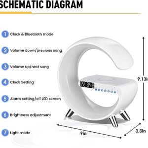 4 in 1 Led Wireless Charging Lamp with Bluetooth Speaker Alarm Clock,Smart Wireless Charger Atmosphere Lamp Night Light for Desk Govee Lamps Bedroom Decor (Black)