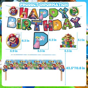 Mario Party Supplies Birthday Party Favors Super Mario Bros Birthday Decorations Include Birthday Banners, Balloons, Tablecloth, Cake Decoration, Cupcake Toppers, Hanging Swirls