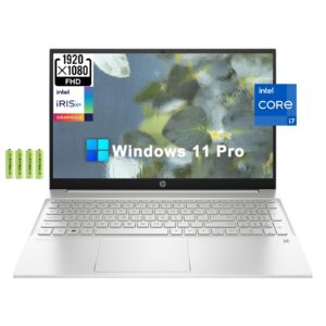 hp 2023 pavilion 15 business laptop[windows 11 pro], 15.6 fhd display, 13th gen intel 10-core i7-1355u, 32gb ram, 1tb pcie ssd, intel iris xe graphics, numeric pad, wi-fi 6, hdmi, w/battery silver