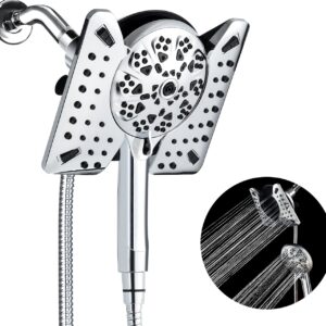 INAVAMZ 2-IN-1 Shower Heads with Handheld Spray Combo: 7.5 Inch Rainfall Shower Head & 10 Settings Hand Held Shower Head, Detachable Shower Head with Hose Lifetime Shower Head Warranty