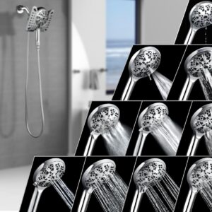 INAVAMZ 2-IN-1 Shower Heads with Handheld Spray Combo: 7.5 Inch Rainfall Shower Head & 10 Settings Hand Held Shower Head, Detachable Shower Head with Hose Lifetime Shower Head Warranty