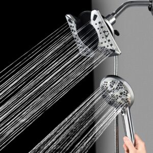 INAVAMZ 2-IN-1 Shower Heads with Handheld Spray Combo: 7.5 Inch Rainfall Shower Head & 10 Settings Hand Held Shower Head, Detachable Shower Head with Hose Lifetime Shower Head Warranty