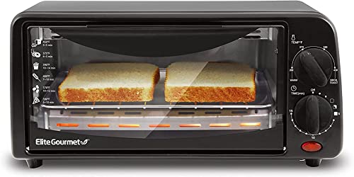 COMMERCIAL CHEF Small Microwave 0.7 Cu. Ft. Countertop Microwave with Digital Display, Black Microwave & Elite Gourmet ETO236 Personal 2 Slice Countertop Toaster Oven with 15 Minute Timer