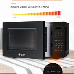 COMMERCIAL CHEF Small Microwave 0.7 Cu. Ft. Countertop Microwave with Digital Display, Black Microwave & Elite Gourmet ETO236 Personal 2 Slice Countertop Toaster Oven with 15 Minute Timer