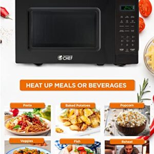 COMMERCIAL CHEF Small Microwave 0.7 Cu. Ft. Countertop Microwave with Digital Display, Black Microwave & Elite Gourmet ETO236 Personal 2 Slice Countertop Toaster Oven with 15 Minute Timer