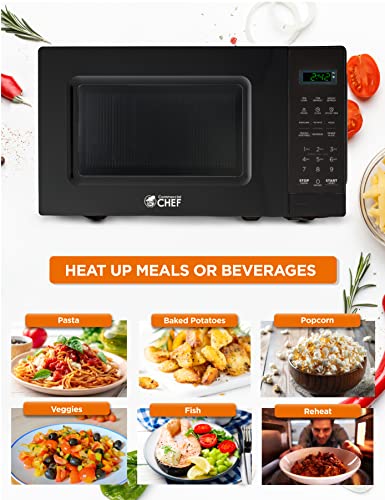 COMMERCIAL CHEF Small Microwave 0.7 Cu. Ft. Countertop Microwave with Digital Display, Black Microwave & Elite Gourmet ETO236 Personal 2 Slice Countertop Toaster Oven with 15 Minute Timer