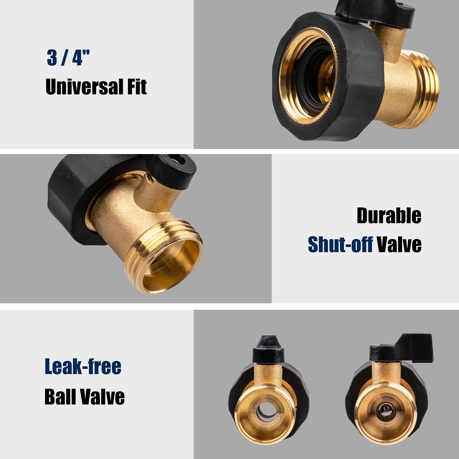 Nraxiot 2PCS Garden Hose Shut Off Valve, Durable Hose Shutoff Valve，Premium 3/4 Brass Shut Off Valve for Garden Hose，Water Hose Shut Off Valve for Household Cleaning