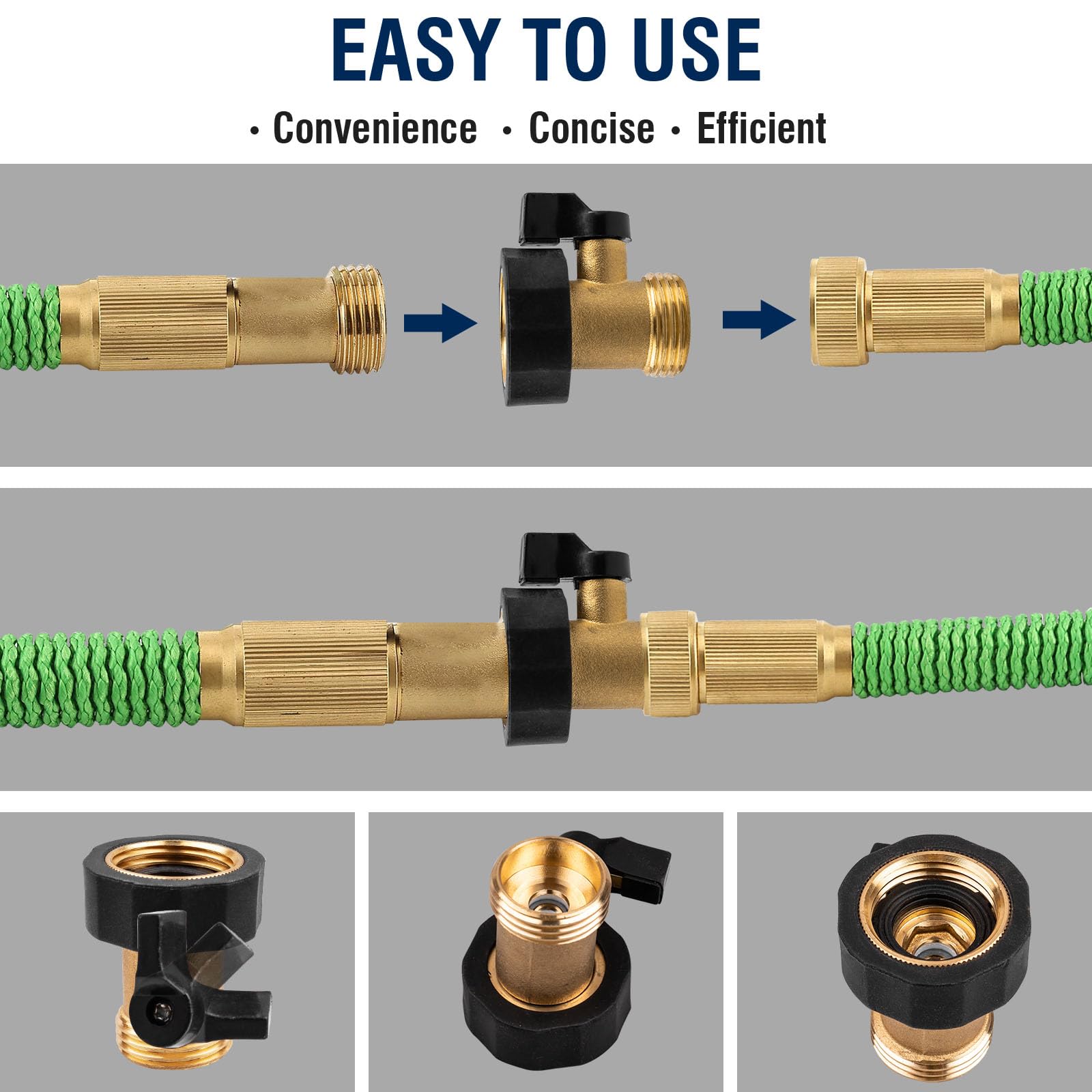 Nraxiot 2PCS Garden Hose Shut Off Valve, Durable Hose Shutoff Valve，Premium 3/4 Brass Shut Off Valve for Garden Hose，Water Hose Shut Off Valve for Household Cleaning