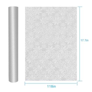 Hayder Shelf Liner, Durable Waterproof Refrigerator Liners Drawer Liner, Under Sink Mat, Washable Non Adhesive & Non Slip Liner Place Mat Roll, Flower Pattern (Clear 12"x 118")