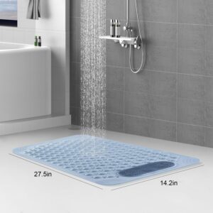 Bathmat Non Slip Resistant for Tub,Shower mat Rubber Bathtub mat, Non Slip Rubber Bathtub Mat, Machine Washable,Fast-Drying, Super Absorbent (27.5" x 14.2", Blue)