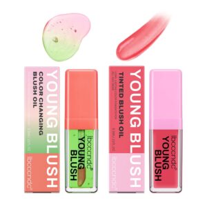 2pcs color changing blush oil - reacts to skin's natural ph for your instant perfect shade, with blendable formula - liquid blush for cheeks, vegan & cruelty-free