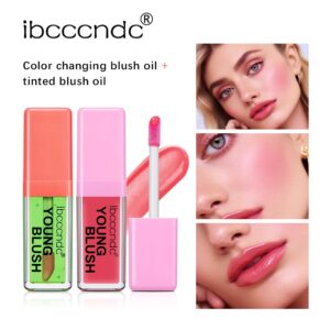 2PCS Color Changing Blush Oil - Reacts to Skin's Natural pH for Your Instant Perfect Shade, with Blendable Formula - Liquid Blush for Cheeks, Vegan & Cruelty-Free