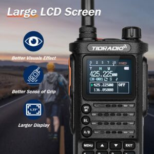 TIDRADIO Ham Radio 10Watt Handheld Dual Band Two-Way Radio TD-H8 with APP Bluethooth Wireless Programming Module with 2500mAh Battery USB Rechargeable Large Color Screen(2nd Generation Improved)