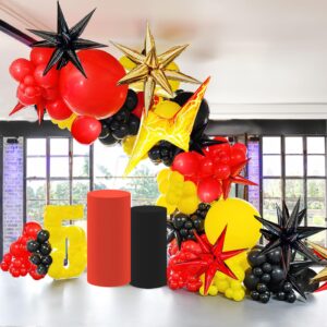 red black yellow balloon garland kit 148pcs with flash lightining starburst mylar balloons for cartoon superhero theme race car party theme birthday decorations