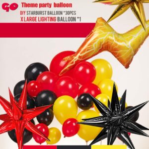 Red black yellow balloon garland kit 148pcs with Flash lightining Starburst mylar balloons for Cartoon superhero theme Race Car Party Theme birthday decorations