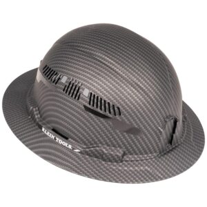 Klein Tools 60626 Hard Hat, Vented Full Brim Premium KARBN Design, Type 1 Class C Hard Hat, 4-Point Ratchet Suspension