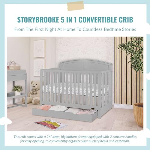 Dream On Me Storybrooke 5 in 1 Convertible Crib with Under Drawer