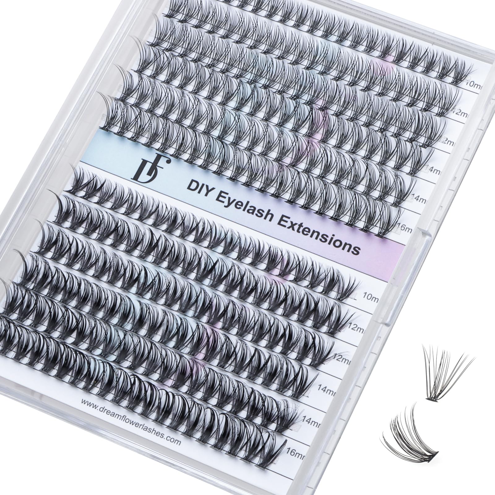 Individual Lashes 240Pcs 20D+30D Lash Clusters D Curl Mixed 10-16mm Cluster Lashes Matte Black Wispy DIY Lash Extensions (20/30D-D,10-16mm Mixed)