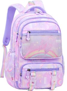 vimivon girls backpack for kids 6-8 butterfly backpacks for girls 8-10 1st 2nd grade kindergarten preschool elementary school,purple