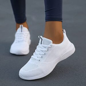 Haokanba Women Sports Shoes Comfortable Casual Fashion Sneaker Wedges Heels for Women Steel Toe Shoes for Women Lightweight Outdoor Athletic Tennis Walking Sneakers (White, 8)