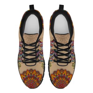 Mens Womens Rooster Shoes Running Walking Tennis Sneakers Mandala Rooster Flower Farm Animal Shoes Gifts for Women Men,Size 9 Men/10.5 Women Black