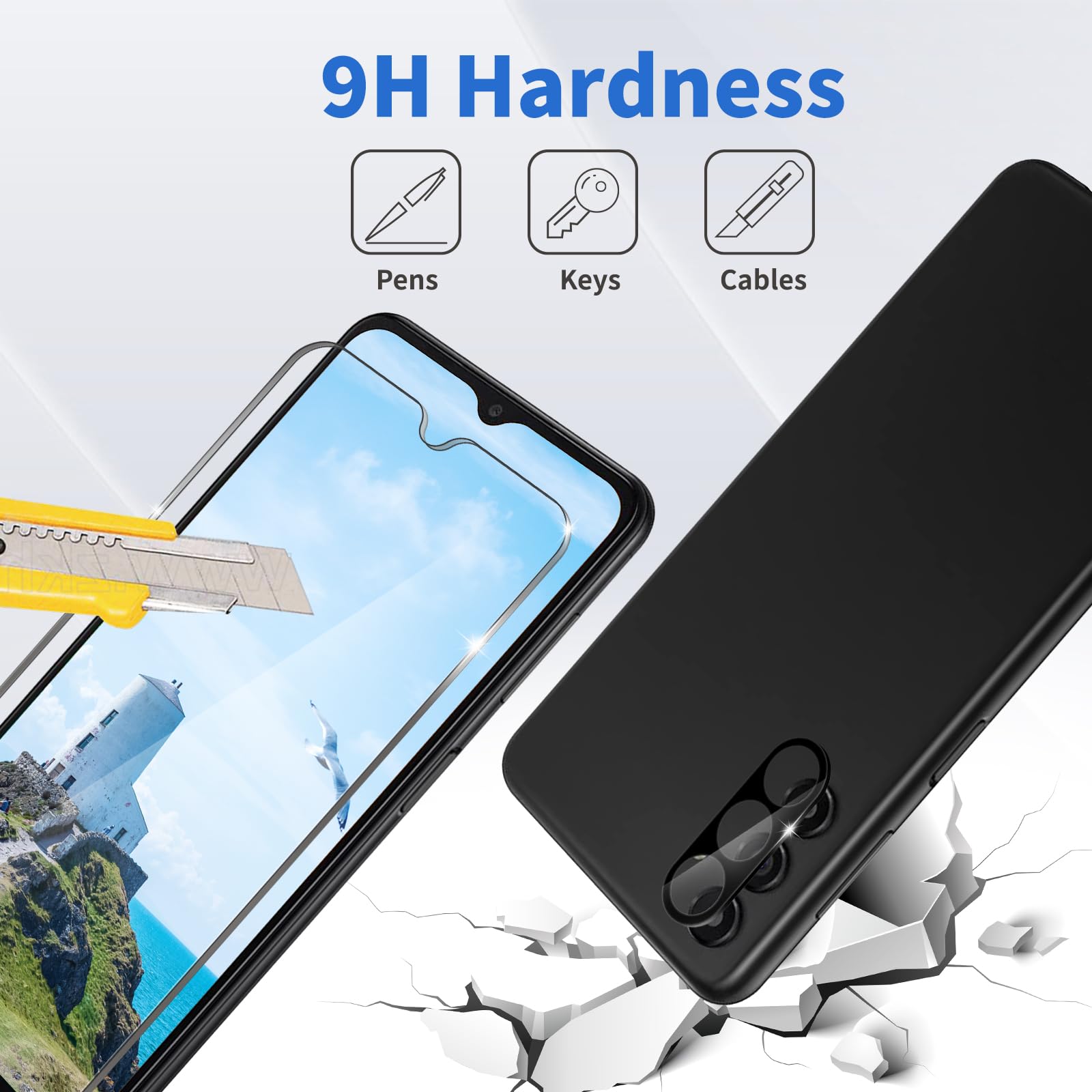 Corefyco Direct Galaxy A13 5G Screen Protector + Camera Lens Protector, 9H Hardness, Bubble Free, Anti Scratch, Easy to Install, HD Tempered Glass Film Compatible for Samsung Galaxy A13 5G [3+3 Pack]