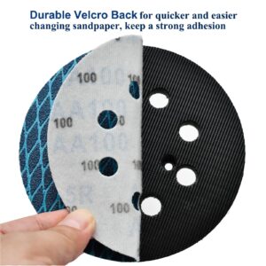 Aiyard 5-Inch 8-Hole Diamond Shape Sanding Discs, 60/80/120/150/180/240/320/400 Assorted Grits Hook and Loop Sandpaper, 80-Pack