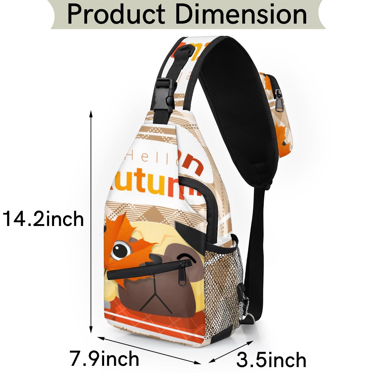 bisibuy Autumn Funny Dog Sling Bag for Women Men Crossbody Sling Backpack Shoulder Bag Chest Bag Daypack for Travel Hiking Outdoor